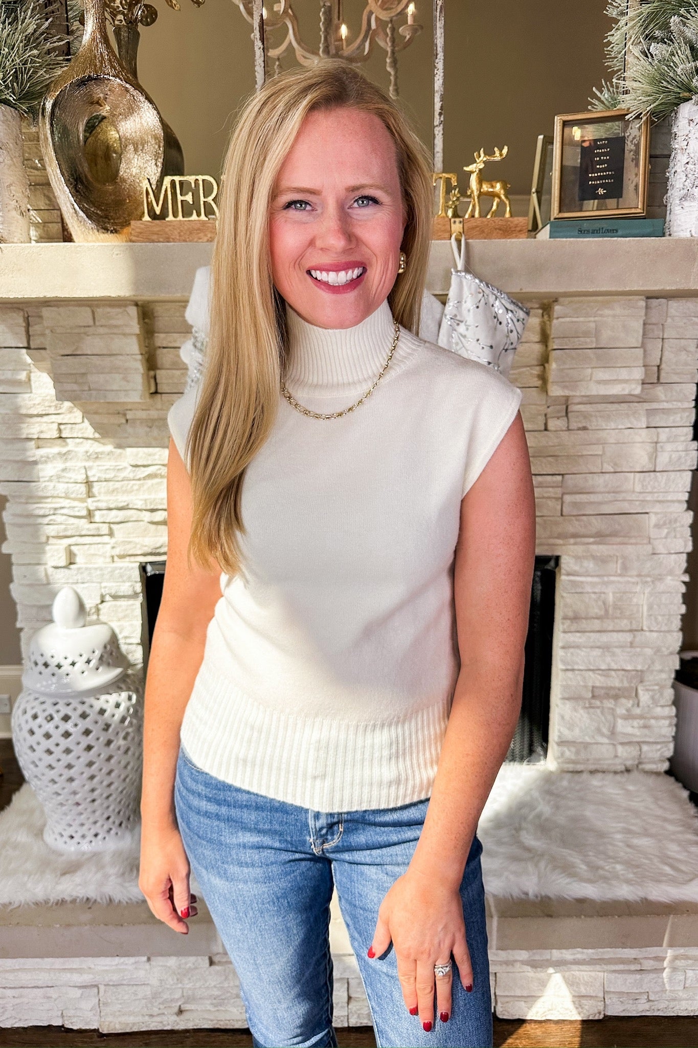 Ribbed Mock Neck Knit Layering Top in Cream – Jules & James Boutique